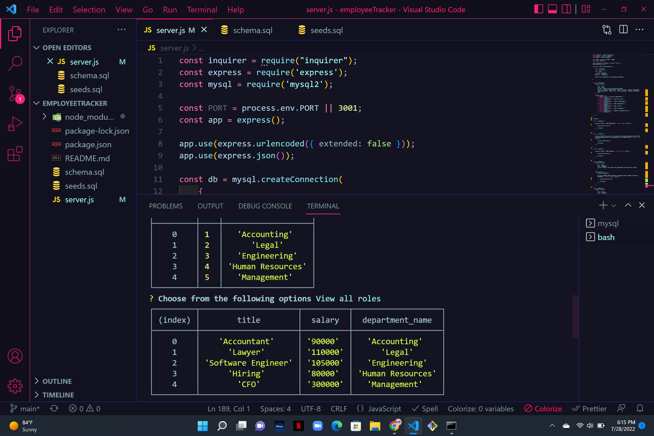 GitHub - AsiyahAA/employeeTracker