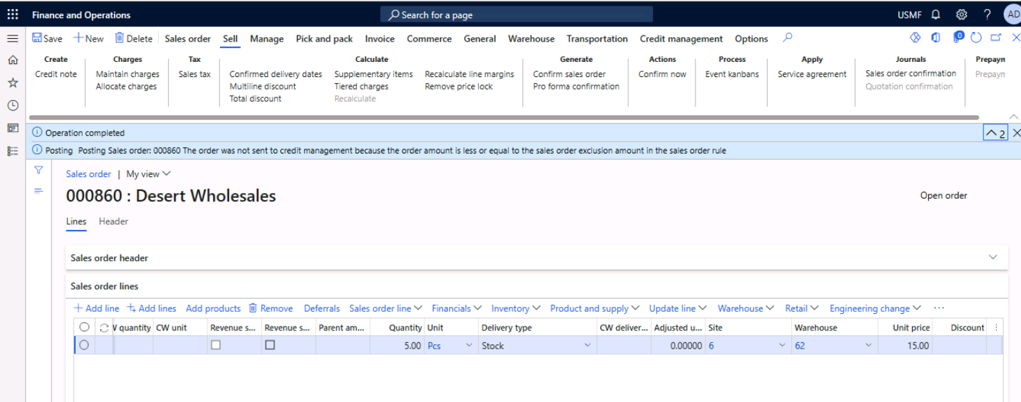 Lab 3 - exercise 19 -- sales order not sent to credit management ...