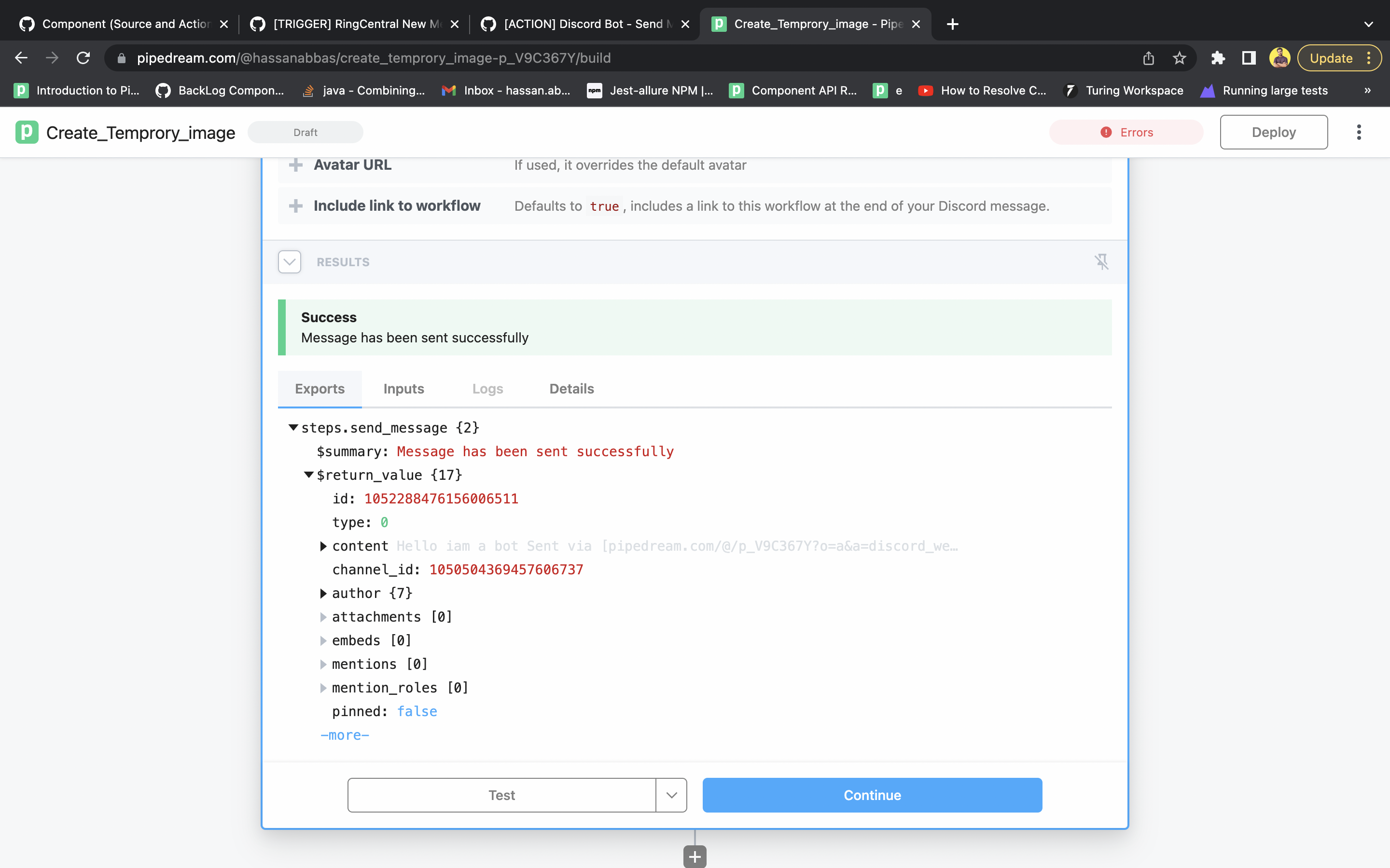 [ACTION] Discord Bot - Send Message · Issue #4868 · PipedreamHQ/pipedream · GitHub