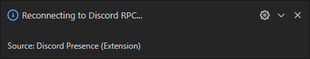 The "Reconnecting to Discord RPC..." message doesn't disappear once the reconnection is done ...