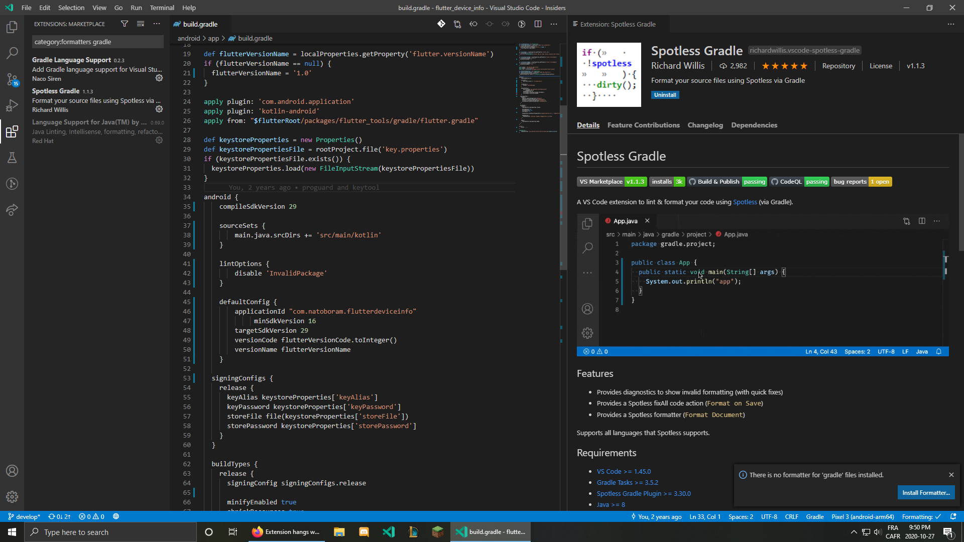 Cant Format Gradle Files · Issue 185 · Badsyntaxvscode Spotless Gradle · Github
