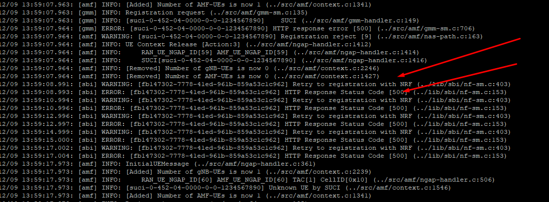Retry To Registration With Nrf Libsbinf Smc403 Response Status Code 500