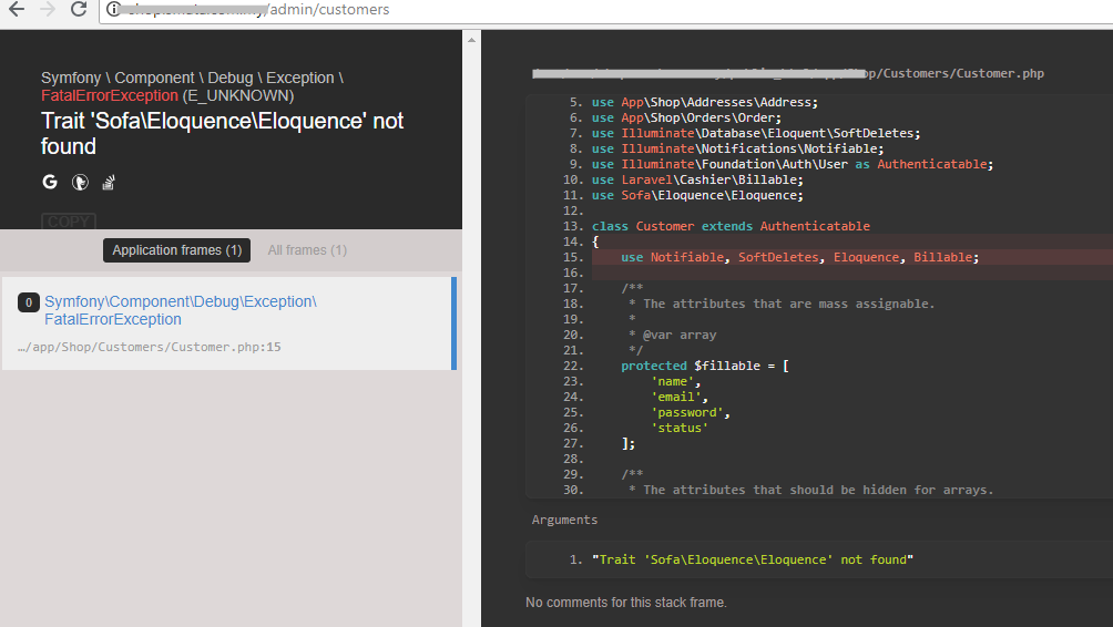 Trait Sofa\Eloquence\Eloquence not found · Issue #81 · jsdecena/laracom · GitHub