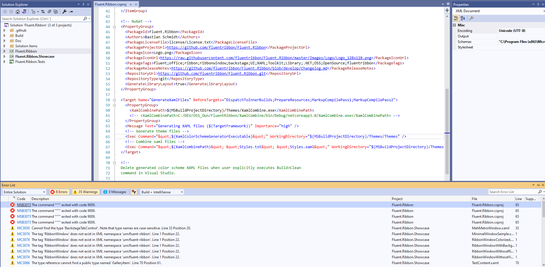 Problems when compiling: metadata files missing and RibbonWindow not recognized. · Issue #903 ...