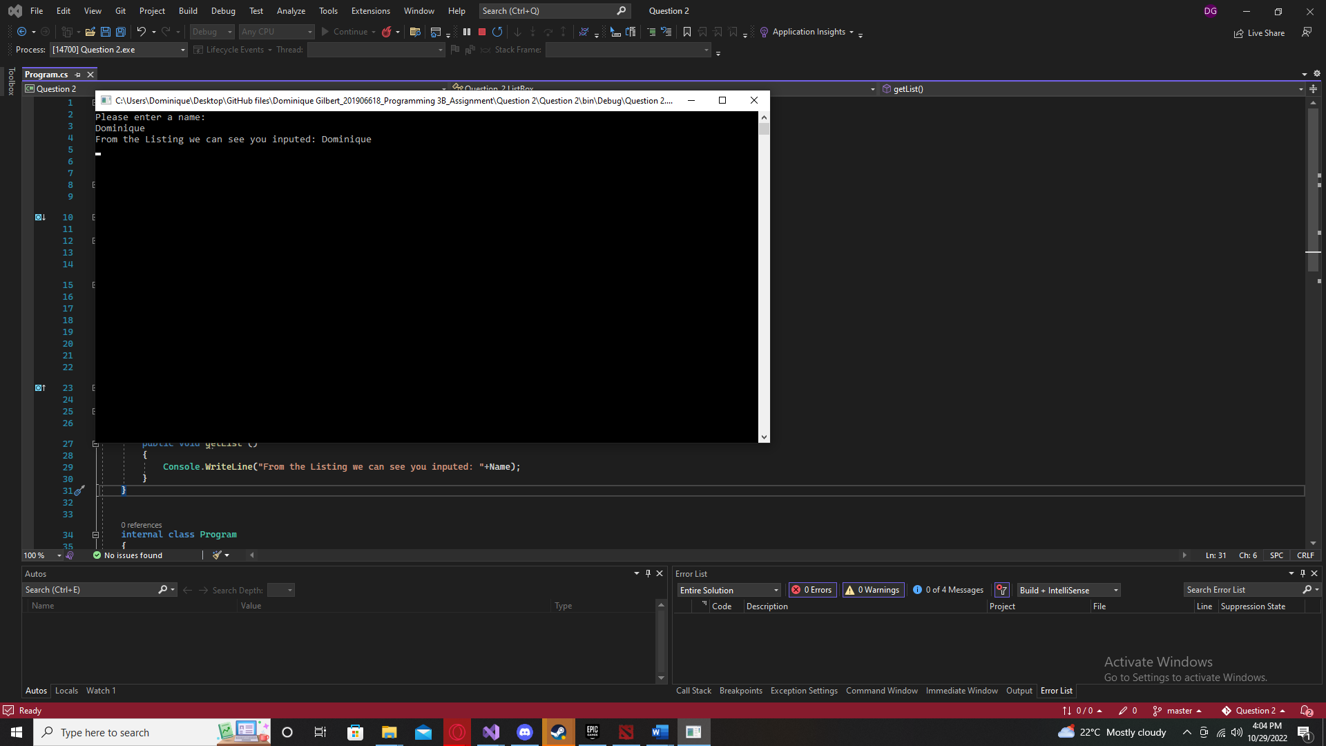 GitHub - Dominique-Gilbert/A-show-of-inheritance: Displaying a name ...