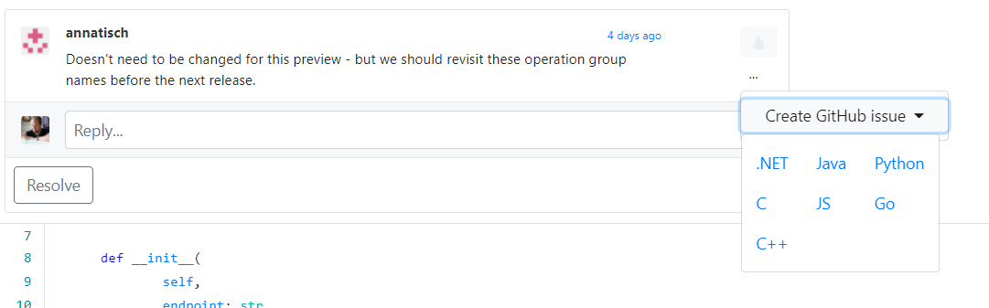 Create Github issue should have a link to the APIView comment · Issue #2642 · Azure/azure-sdk ...