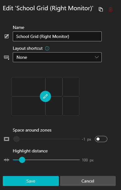 Turning off "Space around zones" still leaves about a 2px gap next to ...