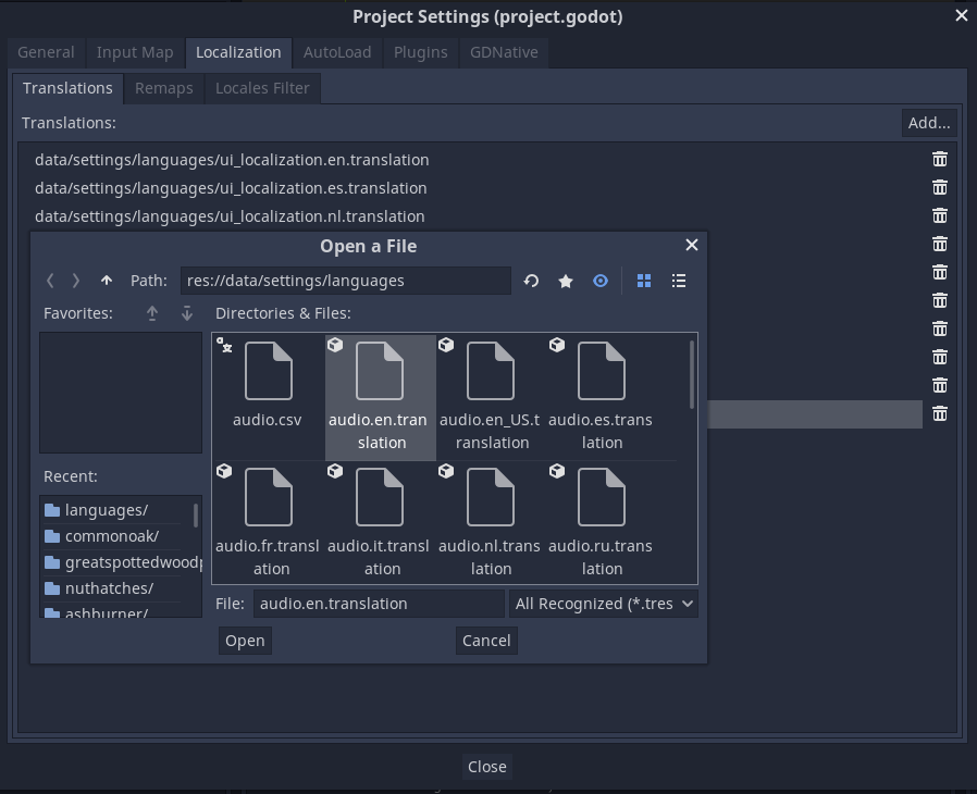 Allow Multi Selection of `.translation` files in Project Settings - Localization · Issue #2039 ...