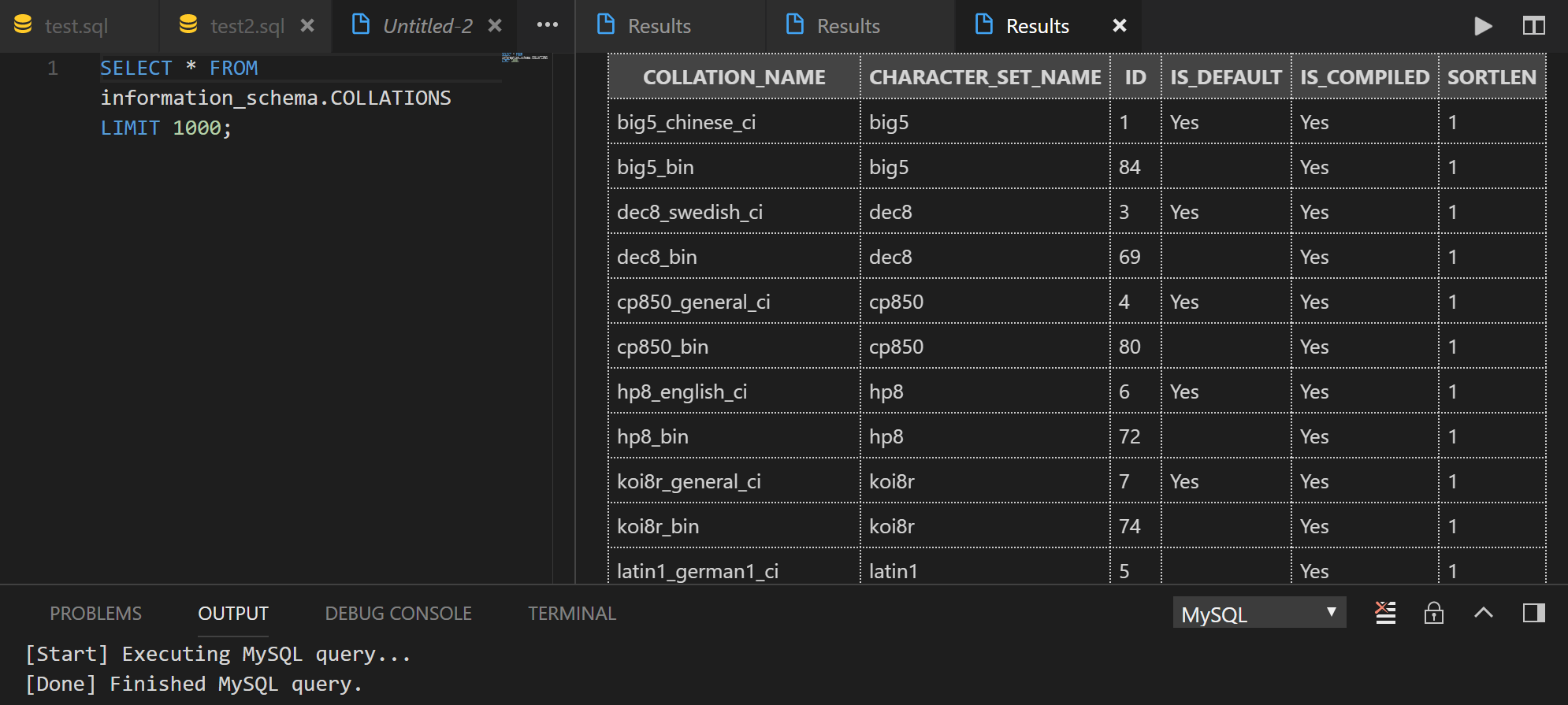 Format output properly · Issue #15 · formulahendry/vscode-mysql · GitHub