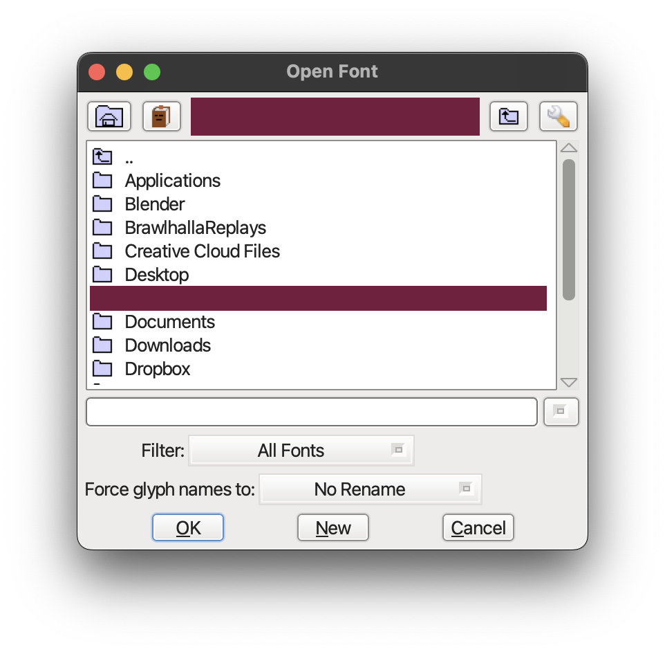 Crashes Everywhere: When opening .otf files or clicking "New" in the first dialog box · Issue ...
