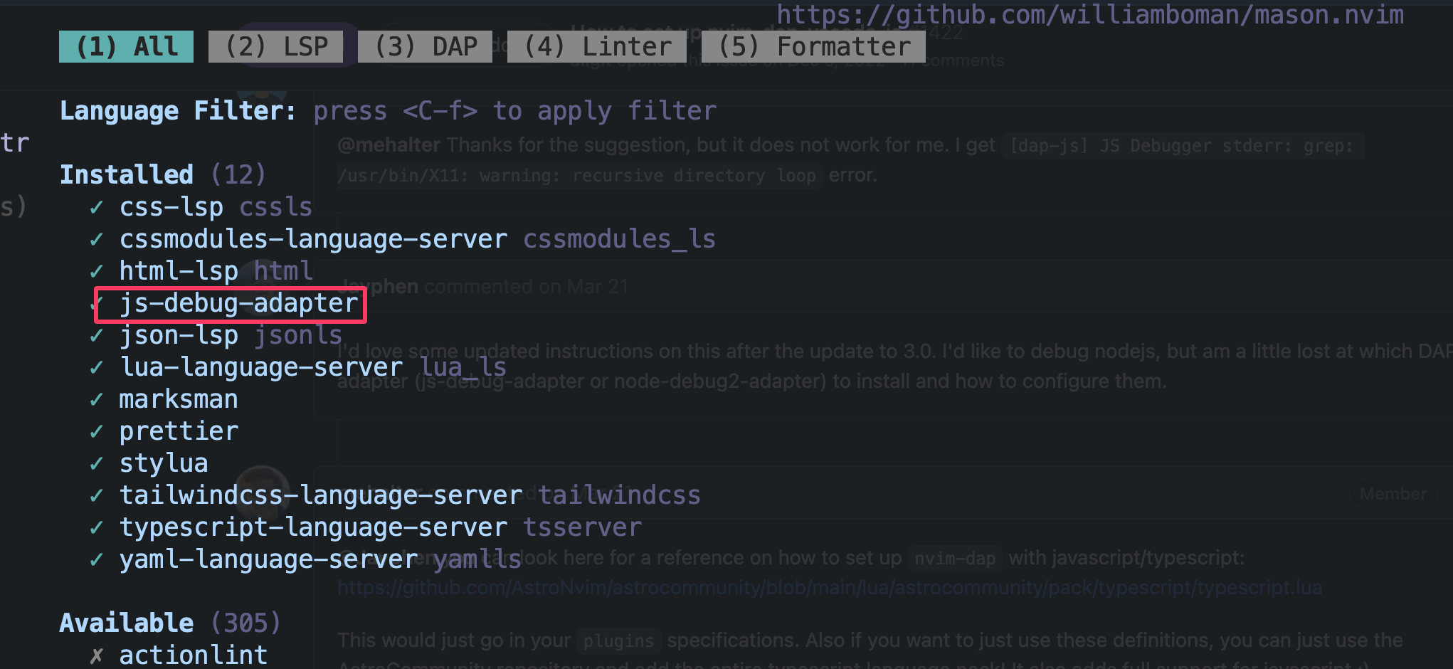How to set up nvim-dap-vscode-js · Issue #1422 · AstroNvim/AstroNvim · GitHub