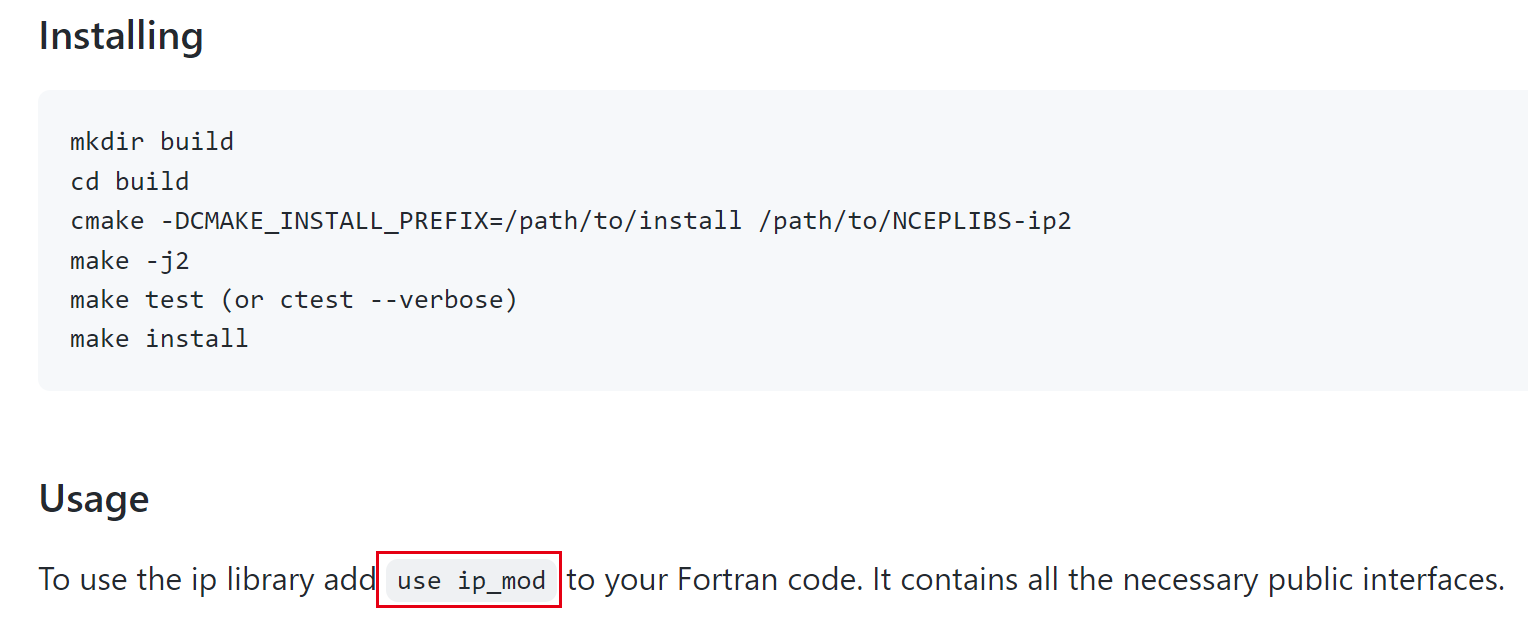 how to buid NCEPLIBS-ip with " use ip_mod ". · Issue #126 · NOAA-EMC/NCEPLIBS-ip · GitHub