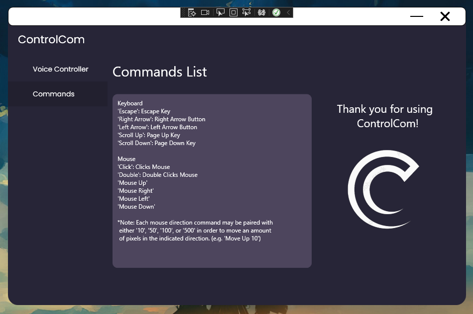 GitHub - tezock/ControlCom: A .NET based app designed for vocally controlled use of desktops and ...