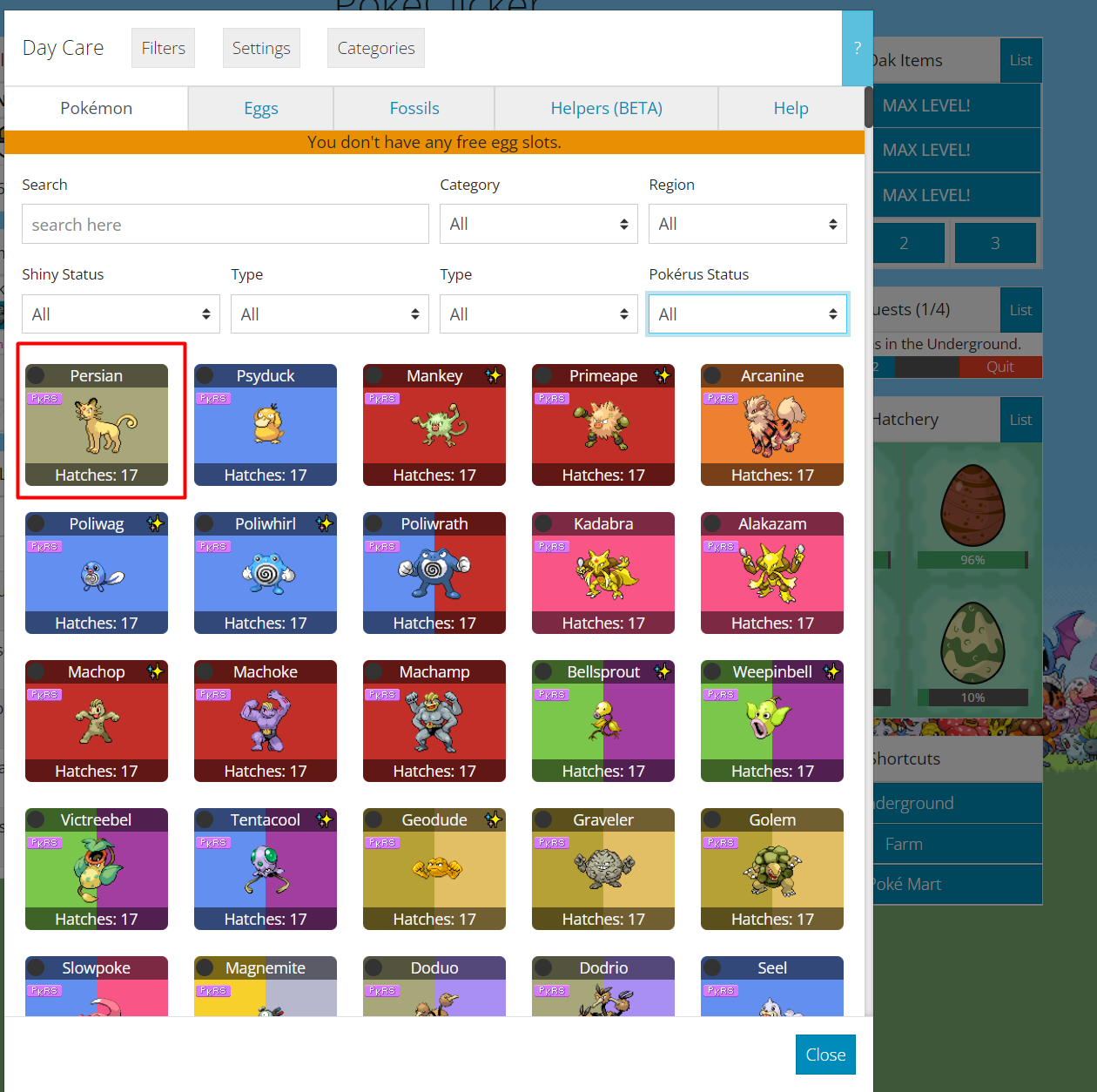 [BUG] Pokerus not show properly on the fourth slot of hatchery and on ...