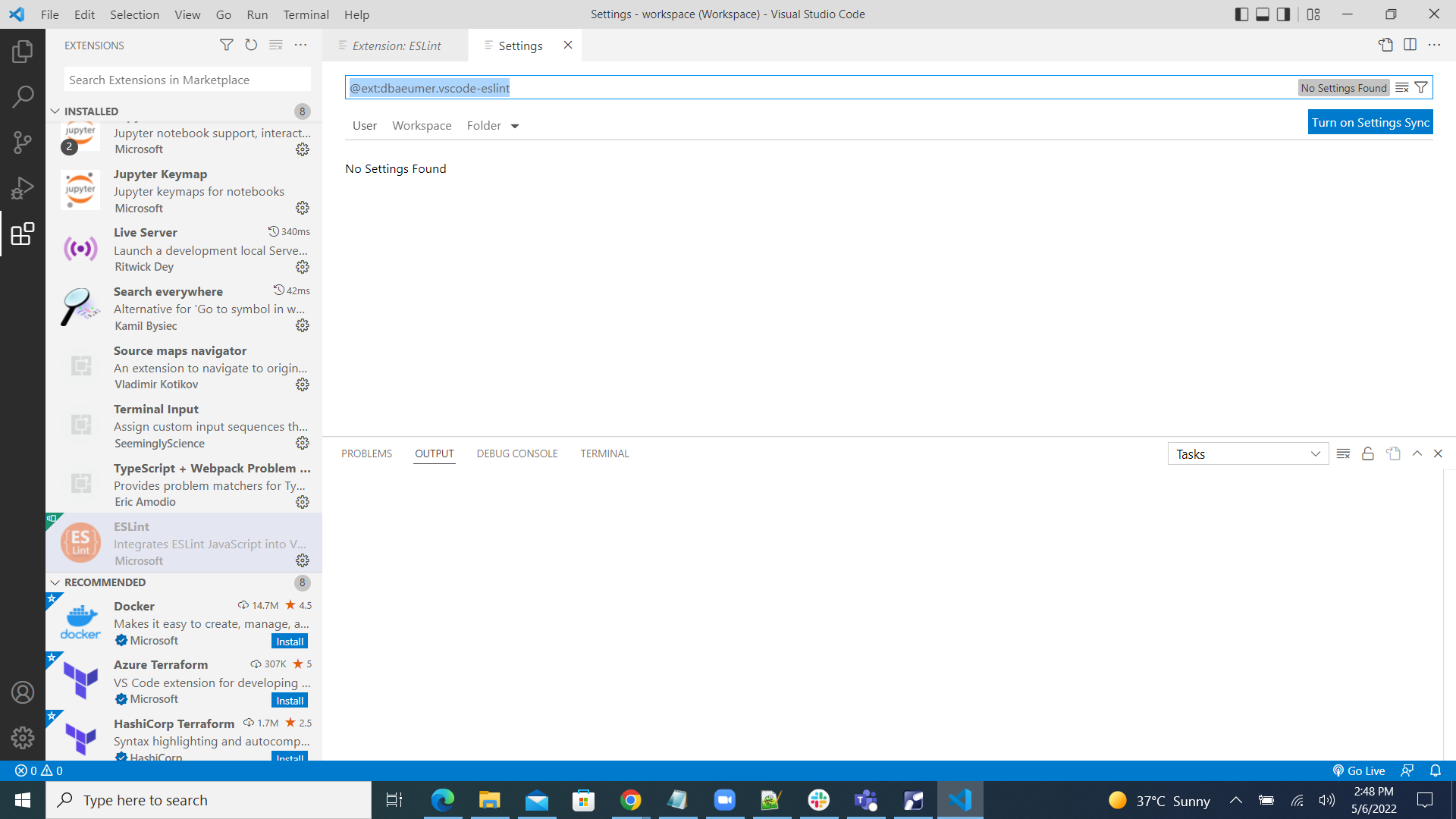 Enable user level setting when folder or workspace opened and extension is disabled at workspace ...