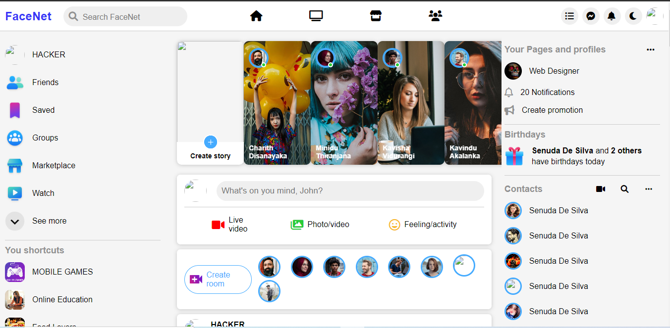 GitHub - EmilThomas8/Facebook-Clone: My first Web project. I used HTML, CSS. Thank You