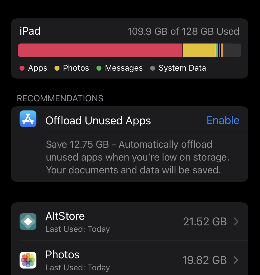 Altstore taking insane storage on Ipad Generation 6 · Issue #993 · altstoreio/AltStore · GitHub