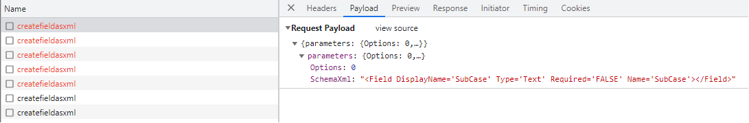 createFieldAsXml failing intermittently with error "The specified ...