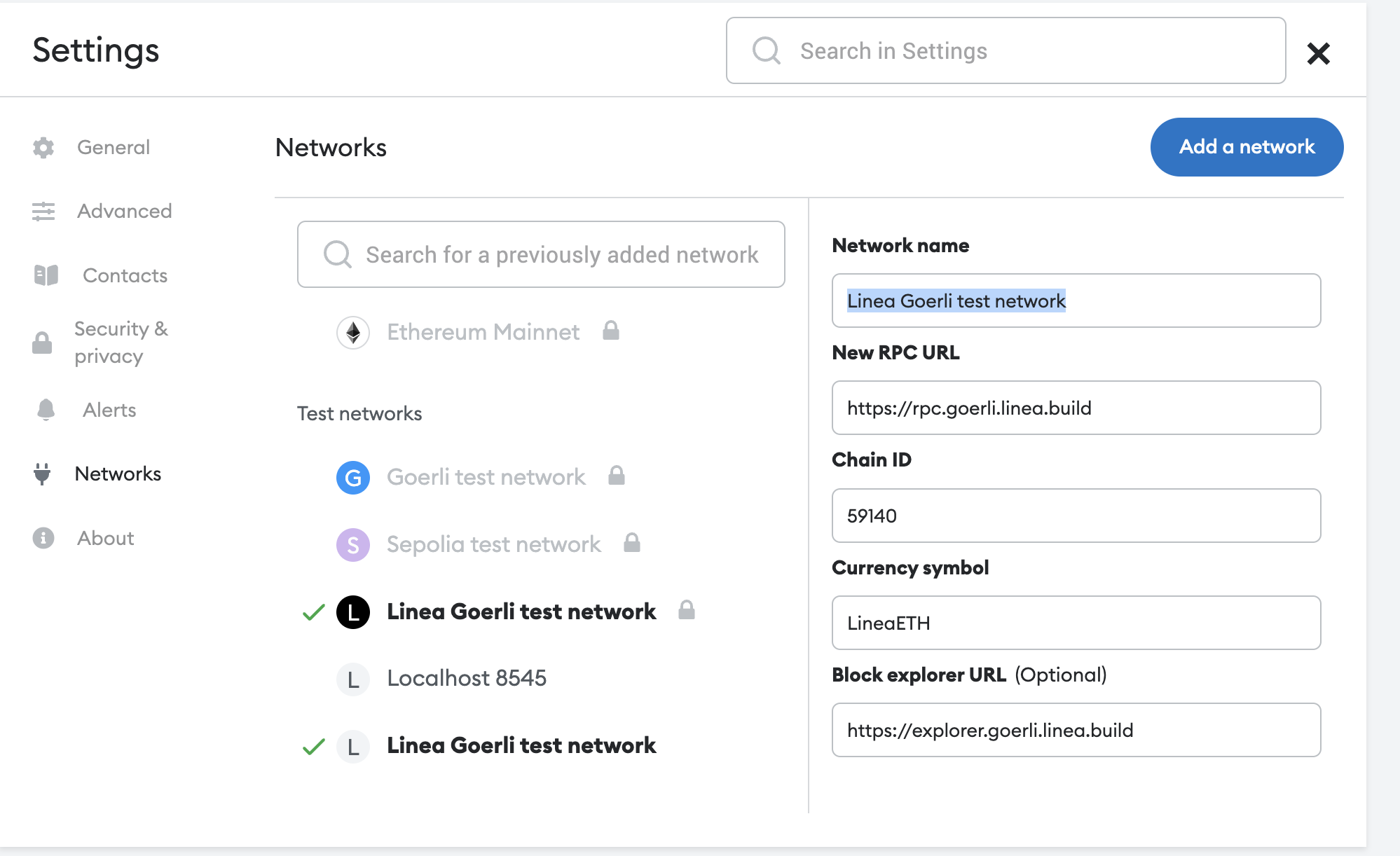 [Bug]: zkEVM: Linea Goerli test network is displayed twice in the list ...