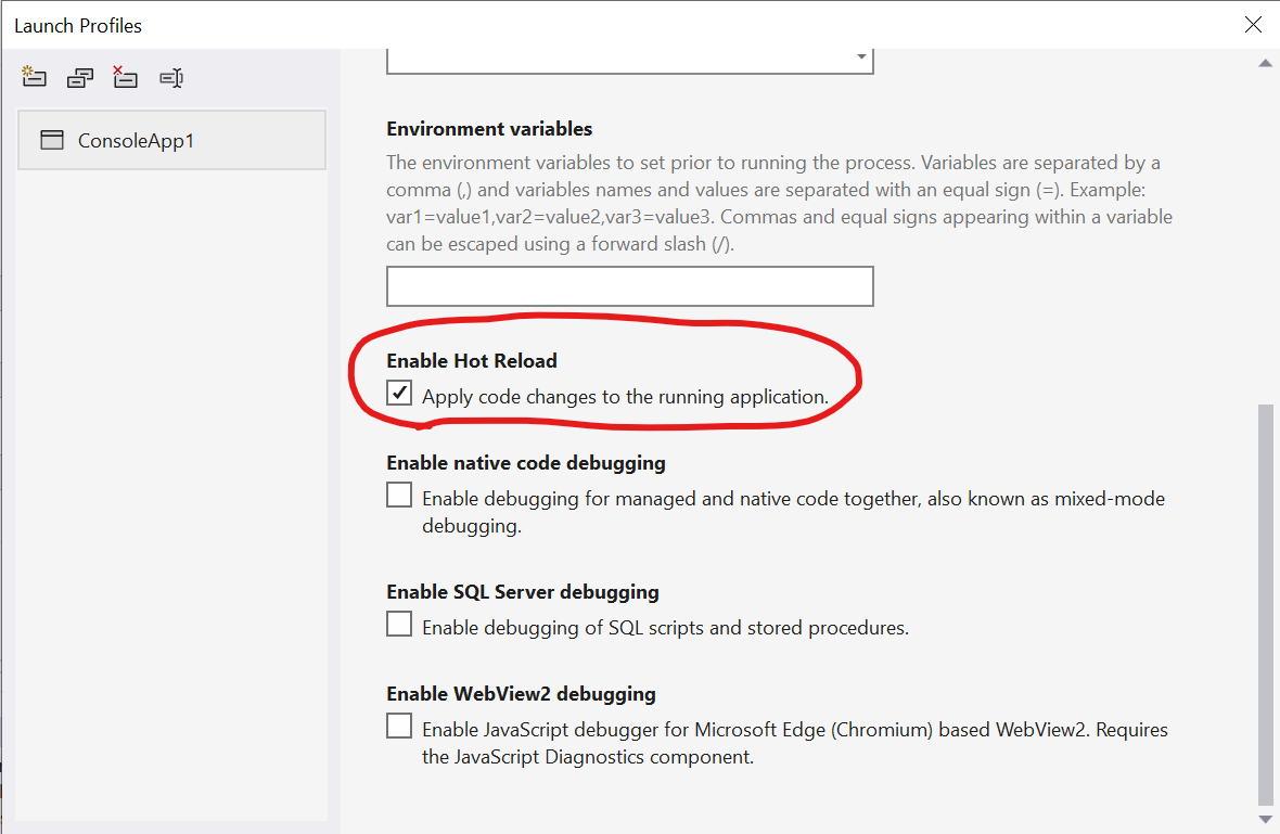 Hide Hot Reload check box when Hot Reload is not supported · Issue ...