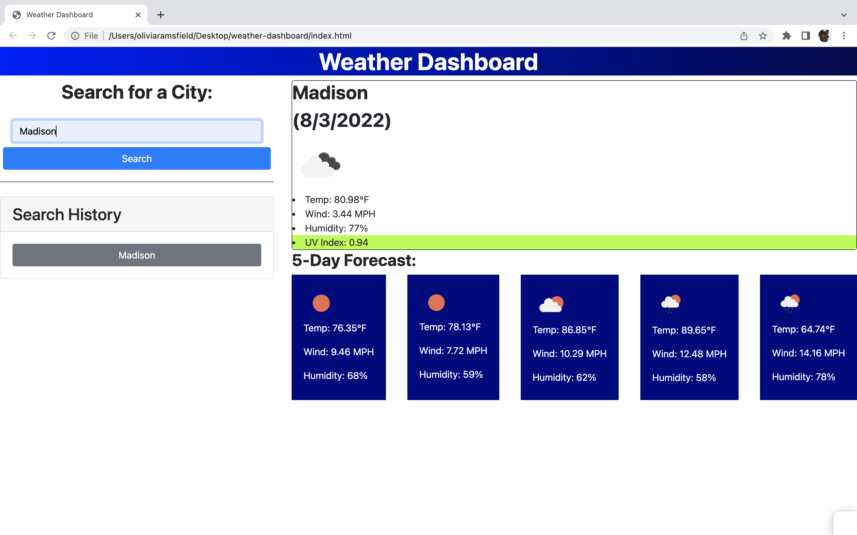 GitHub - OliviaRamsfield/weather-dashboard-server-side-API