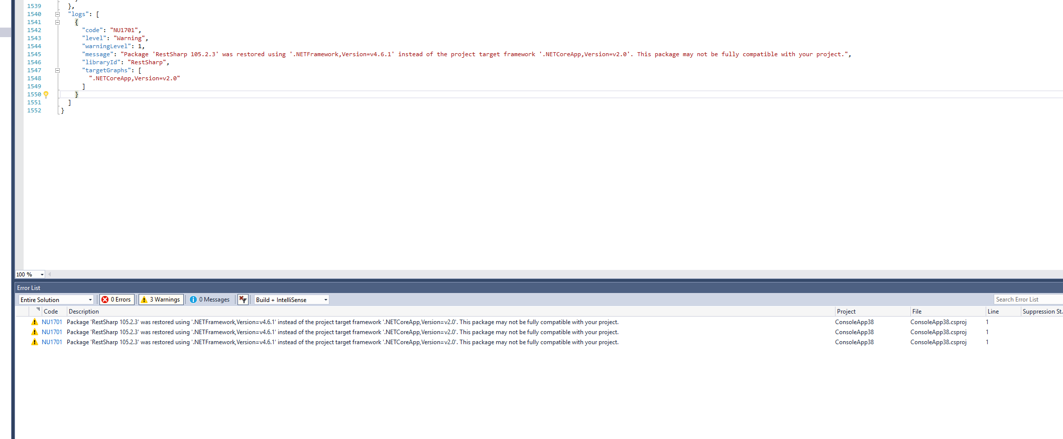 Duplicate NU1701 warnings when multi-targetting to netcoreapp2.0 and net461 · Issue #5829 ...