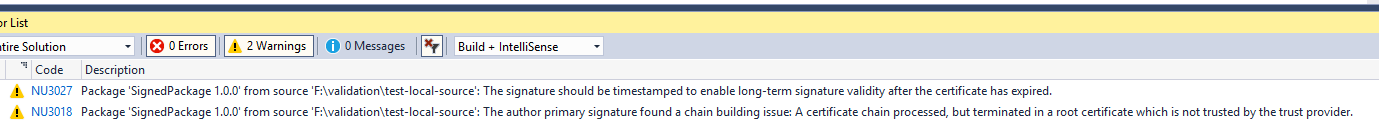Installing a signed package with untrusted signing certificate should show error · Issue #6318 ...
