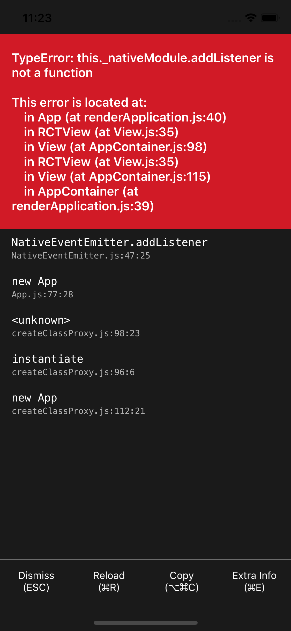 TypeError: this._nativeModule.addListener is not a function · Issue #78 · CatalystCode/react ...