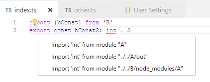 Import ... from code action/quick fix includes relative resolved symlinks/linked directories ...