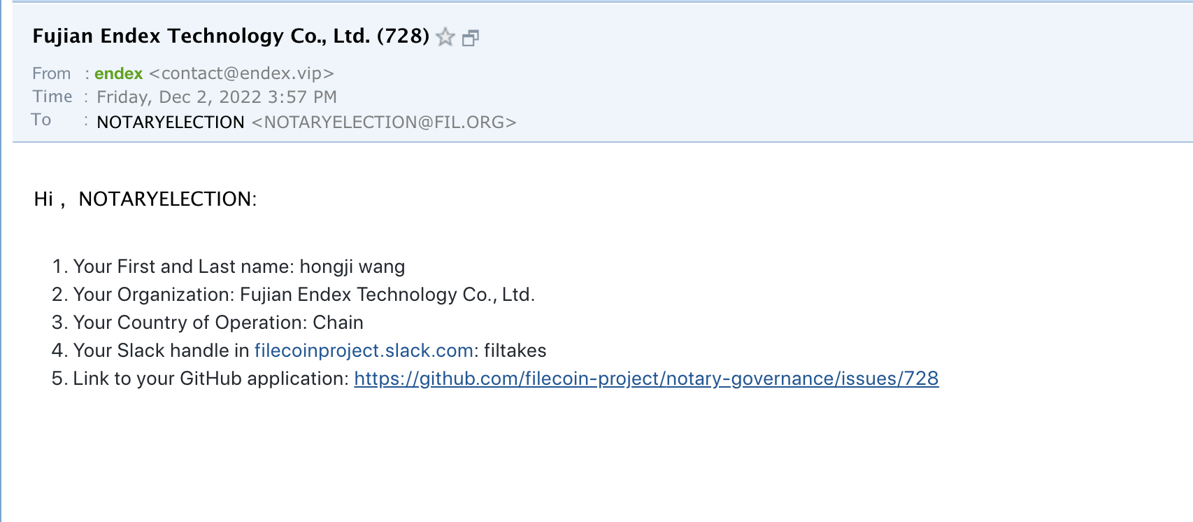 Notary Application: Fujian Endex Technology Co., Ltd. · Issue #728 · filecoin-project/notary ...