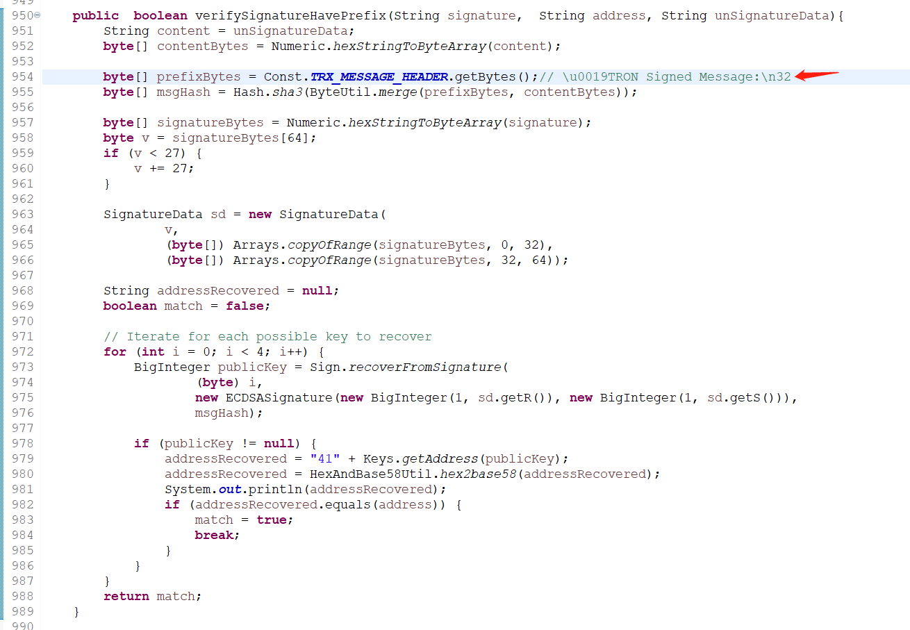 用tronWeb.sgin签名，然后用 trident-java 中的 verify验证错误 · Issue #257 · tronprotocol/tronweb · GitHub