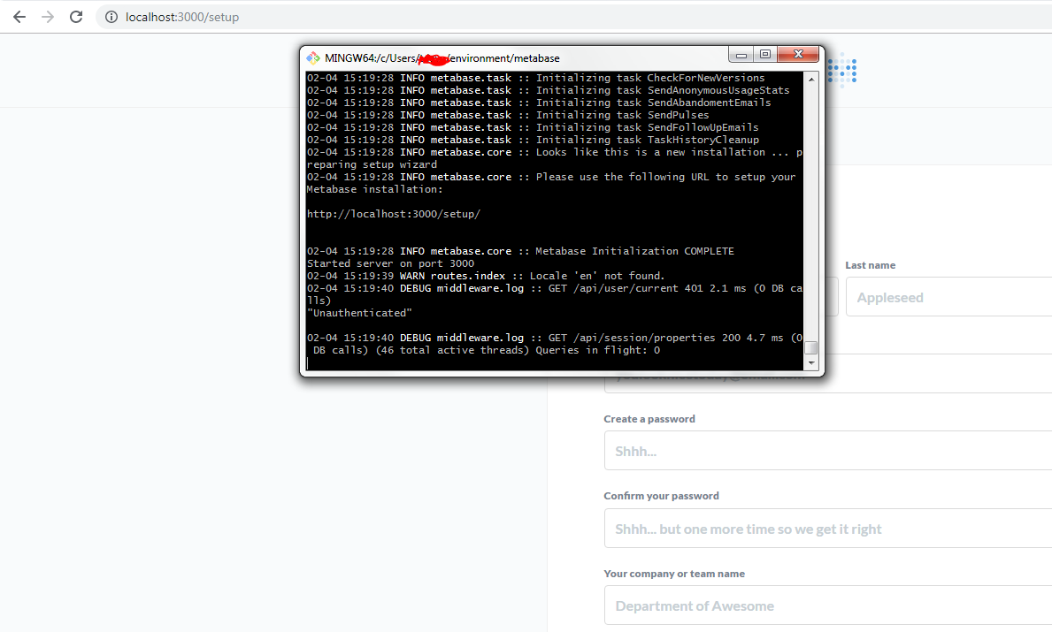 backend server not starting in gitbash on windows · Issue #10813 · metabase/metabase · GitHub