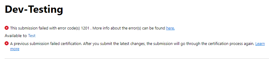 Error Code 1201 Missing From Resolve Submission Errors Documentation 8389