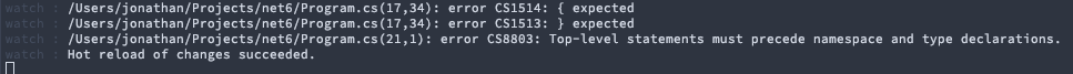 Dotnet Watch Reports Hot Reload Succeeded When There Are Code Errors · Issue 32292 · Dotnet