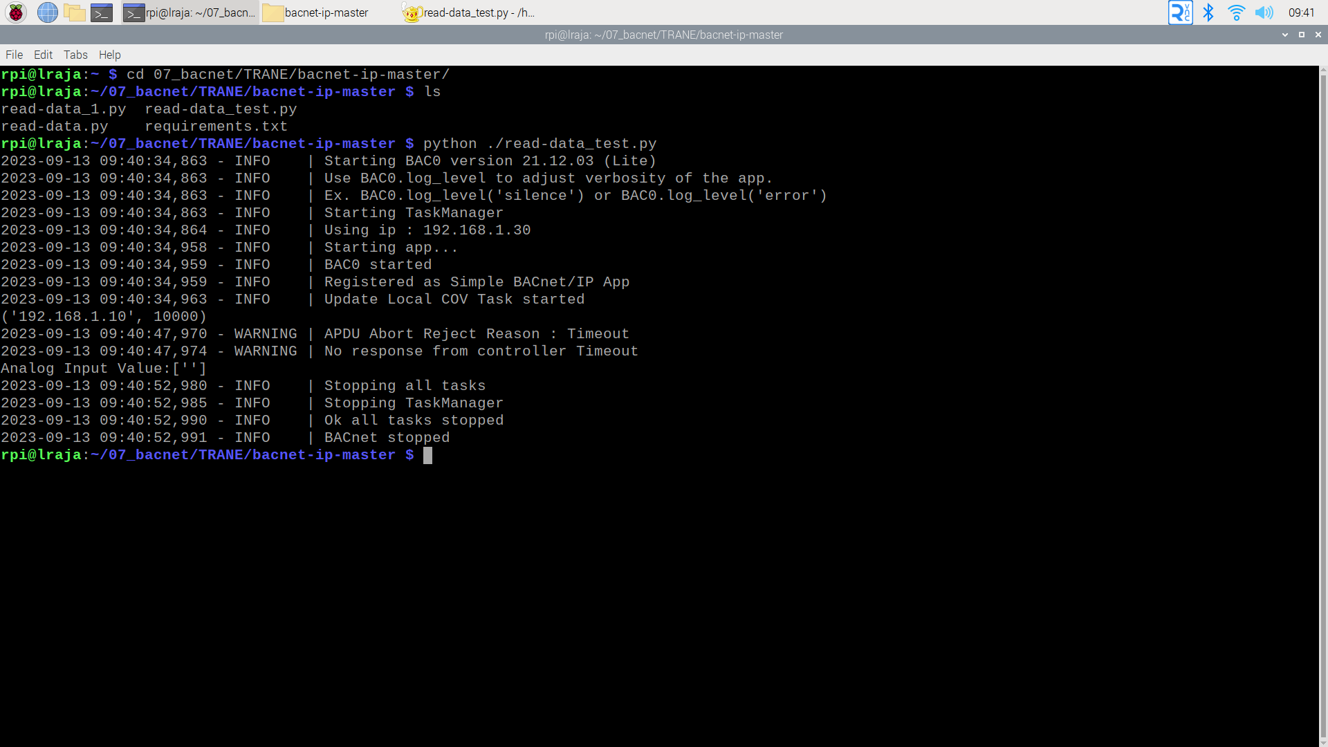 Reading the Data from BACnet using Raspberry pi4 · Issue #415 · ChristianTremblay/BAC0 · GitHub