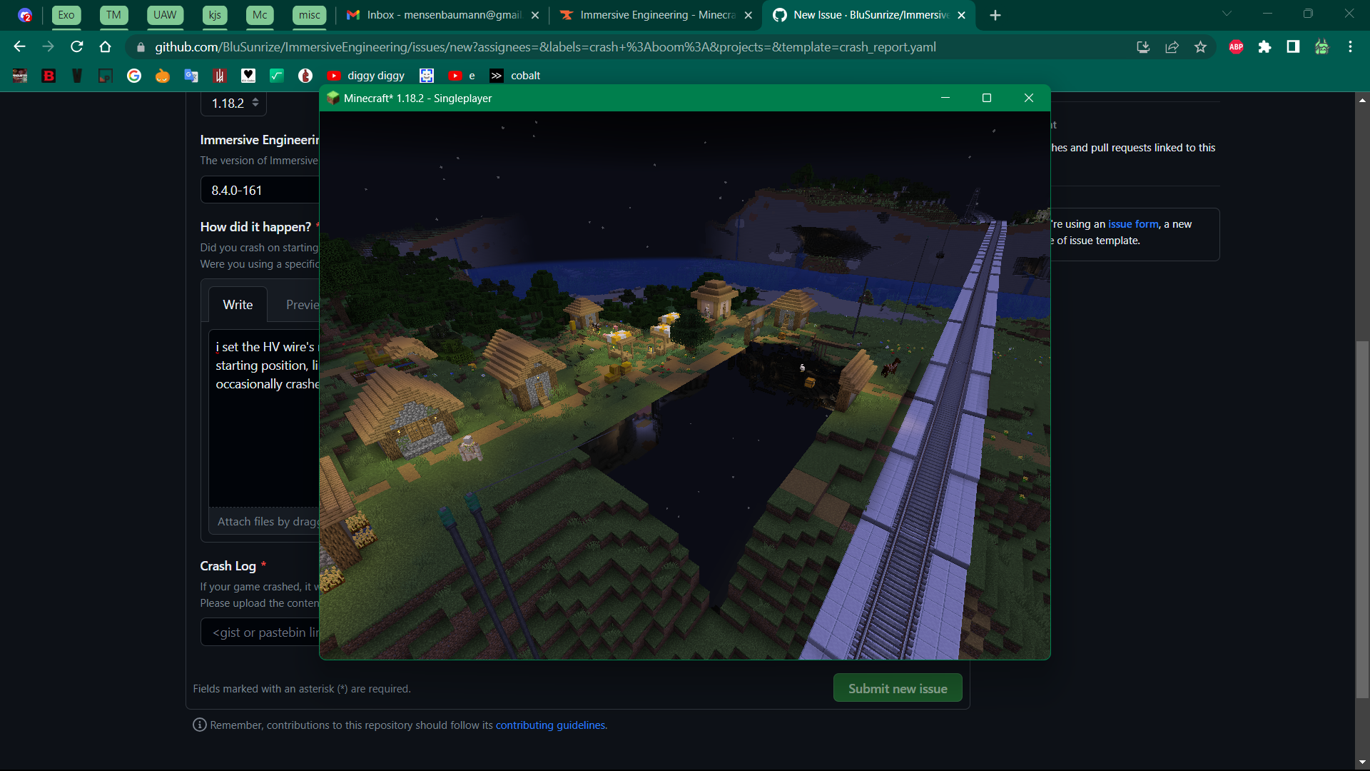 Crash When Placing Wires Slightly Longer Than 64 Blocks · Issue 5713 · Blusunrize 