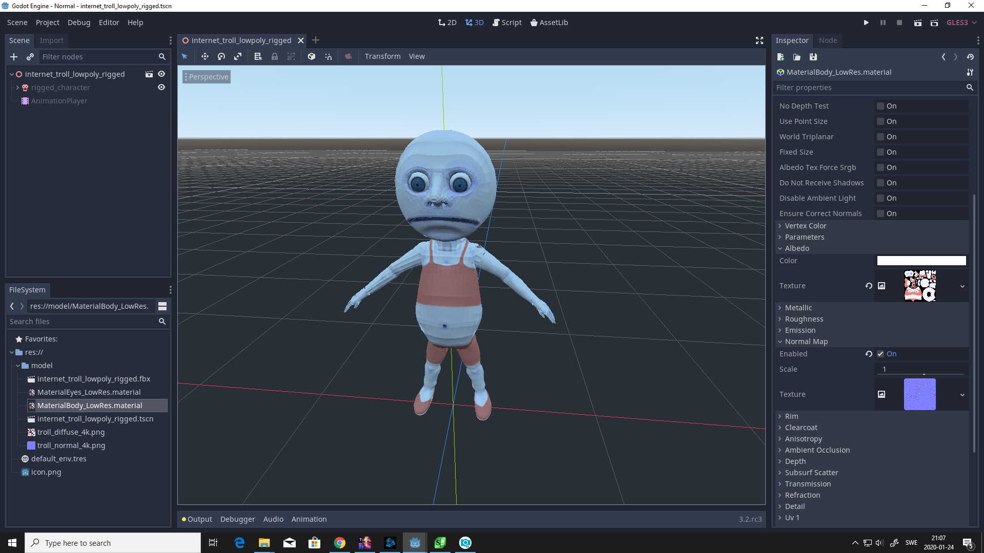 Normal maps do not work for 3D models in Godot_v3.2-rc3 · Issue #35532 ...