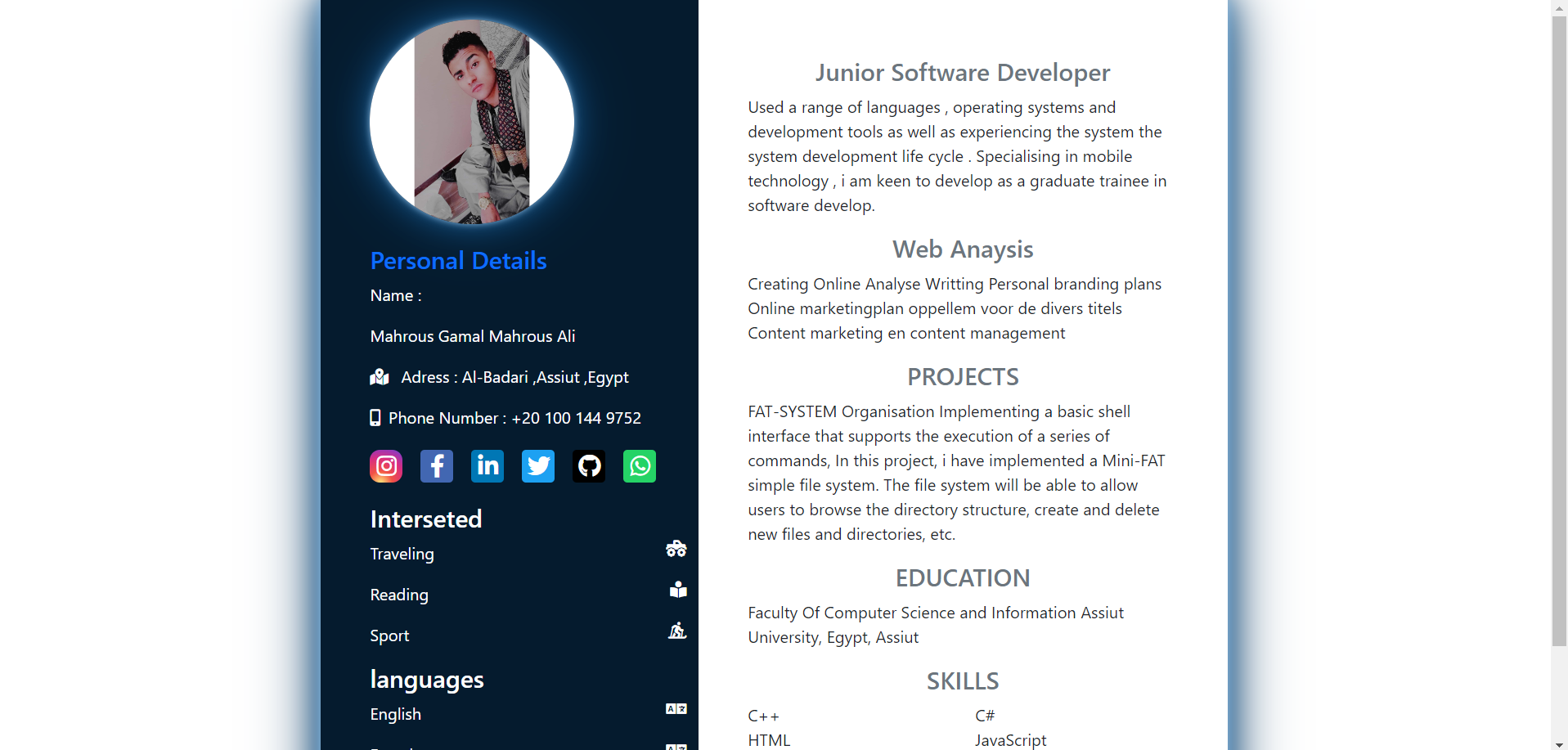 Github Mahrous Gamalresponsive Cv This Website Has A Responsive Design And Made With Html