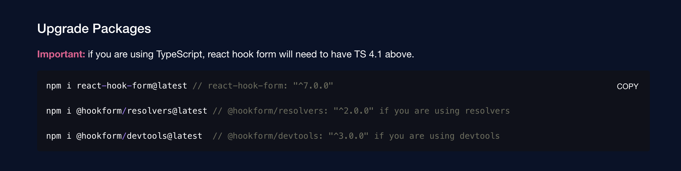 tsc --noEmit with skipLibCheck in tsconfig.json typechecks react-hook-form/dist/types/utils.d.ts ...