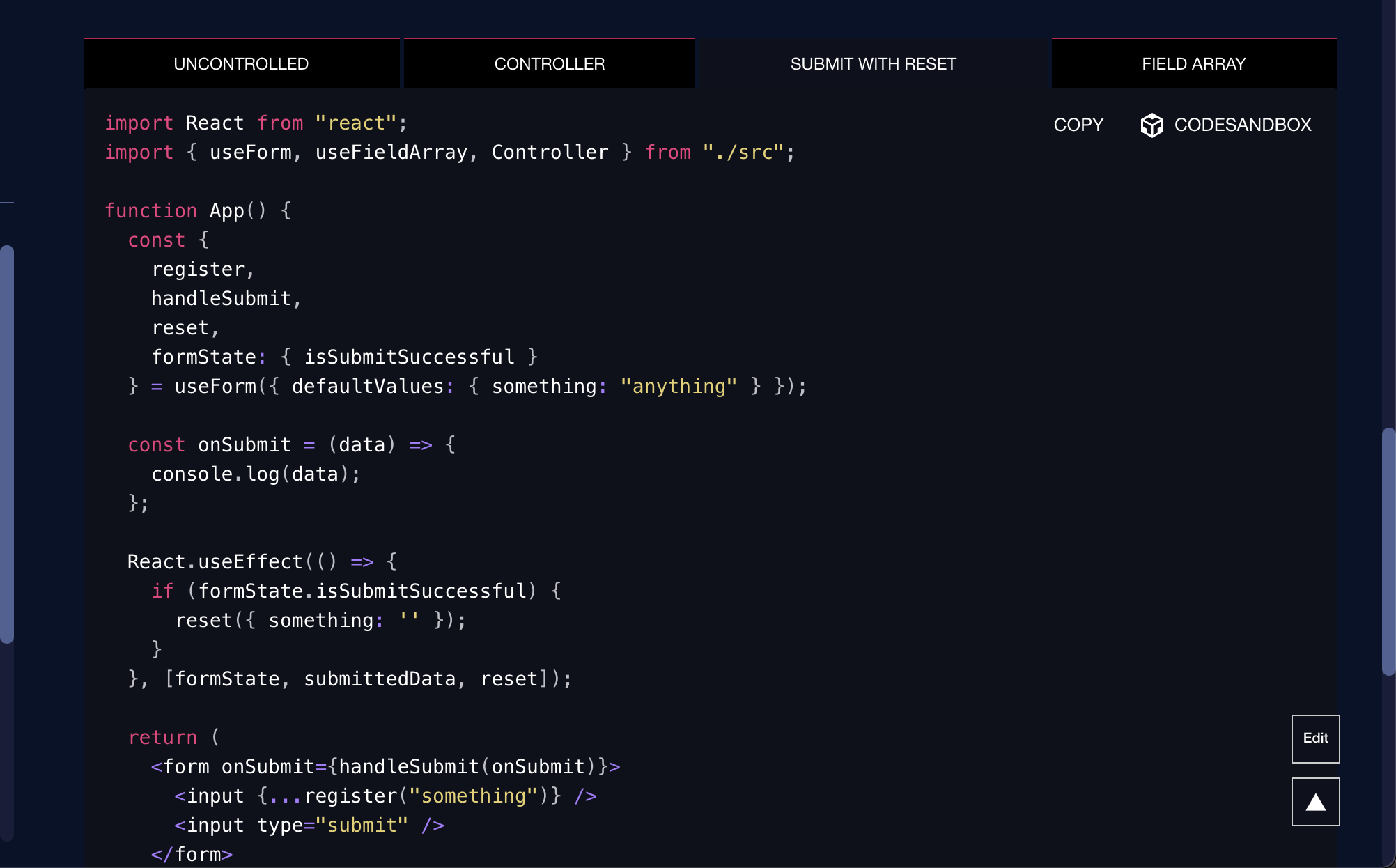 Nested field array being removed from handle submit · react-hook-form ...