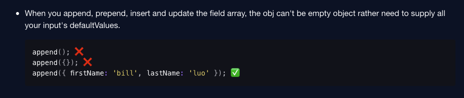 Issue Appendinginserting Objects With Usefieldarray At An Index That Had A Defaultvalue Will