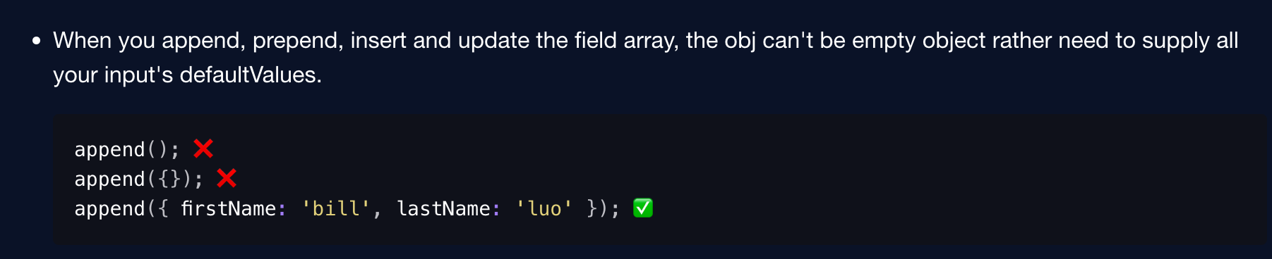 Append For Fieldarray Ignoring Defaultvalue · React Hook Form · Discussion 9114 · Github 