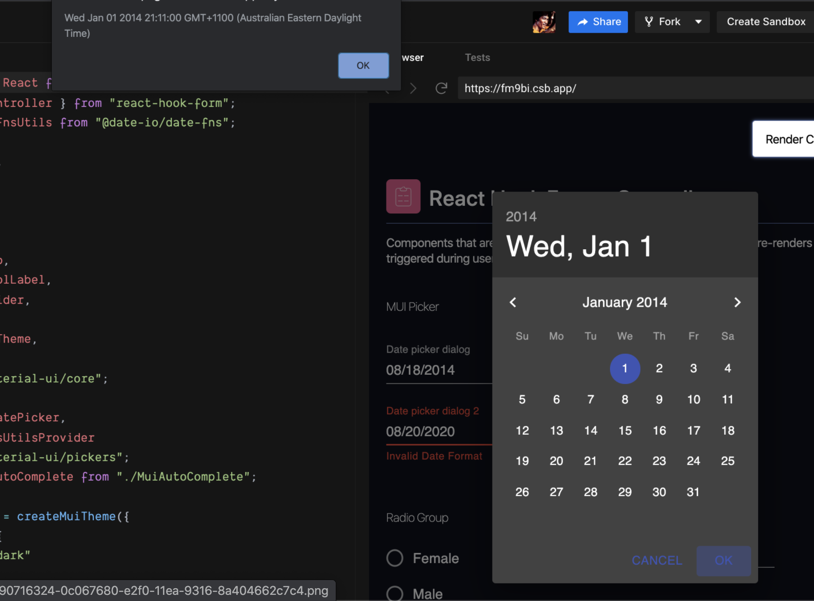 MUI KeyboardDatePicker inside Controller is returning +1 day · Issue #2653 · react-hook-form ...
