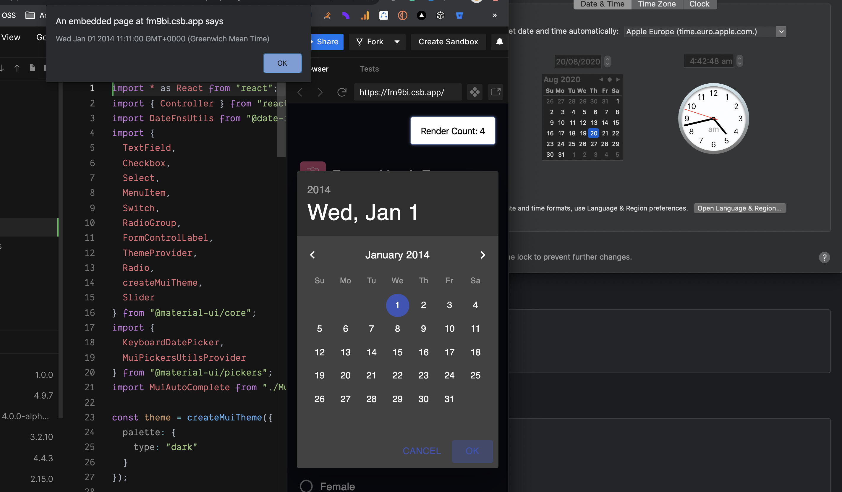 MUI KeyboardDatePicker inside Controller is returning +1 day · Issue #2653 · react-hook-form ...