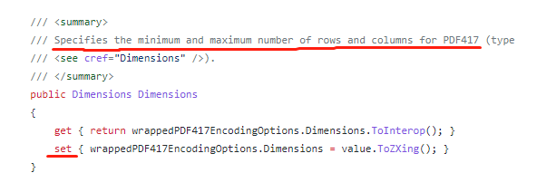 how to set PDF417EncodingOptions.Dimensions.MaxCols in VBA? · Issue #426 · micjahn/ZXing.Net ...