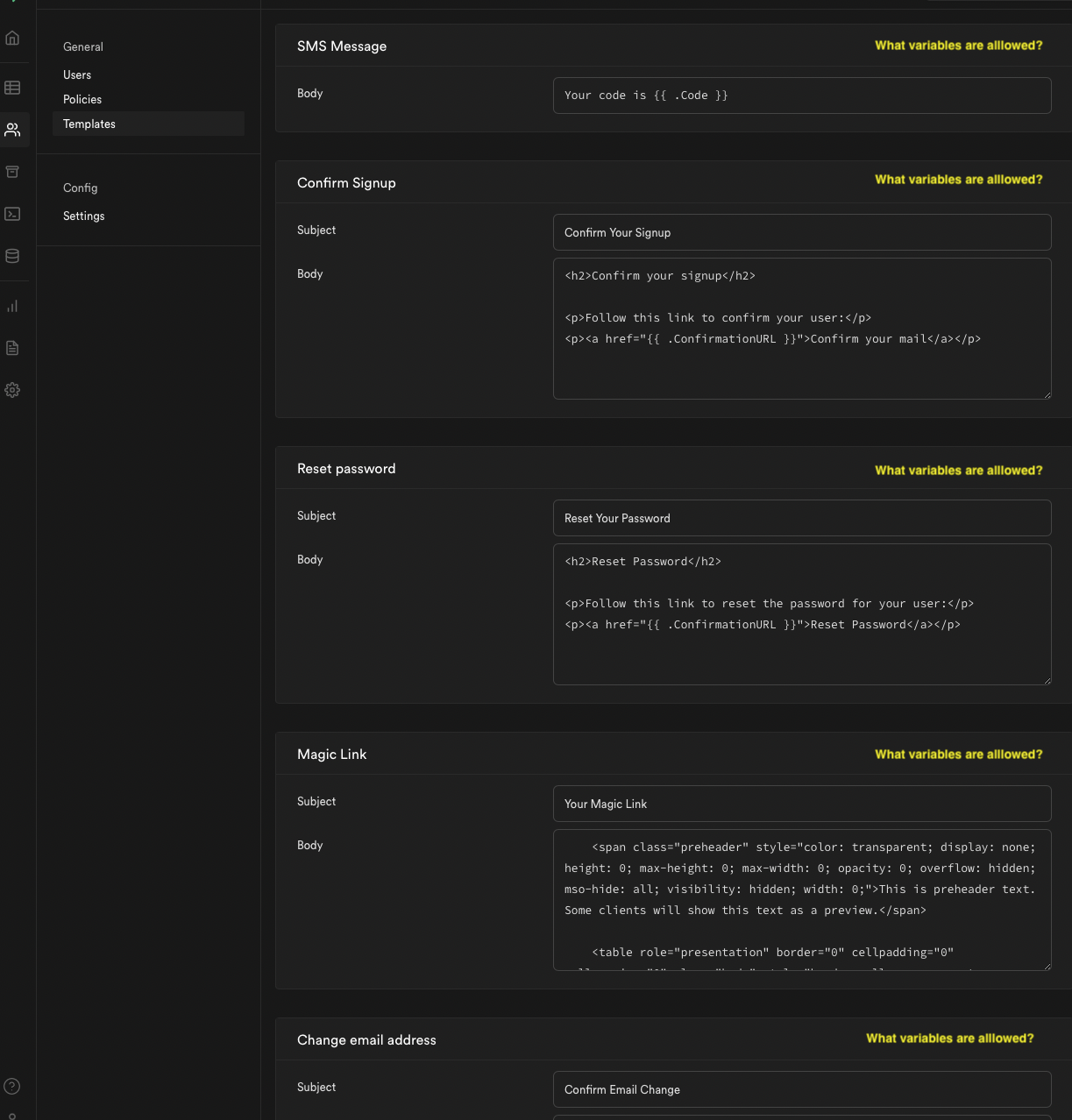 When configuring custom authentication email templates, ensure template ...
