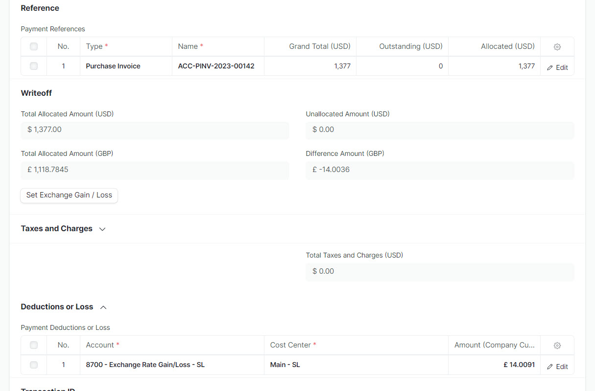 Foreign Currency Purchase Invoice Payment not Clearing - Remains Partly Paid even when Fully ...