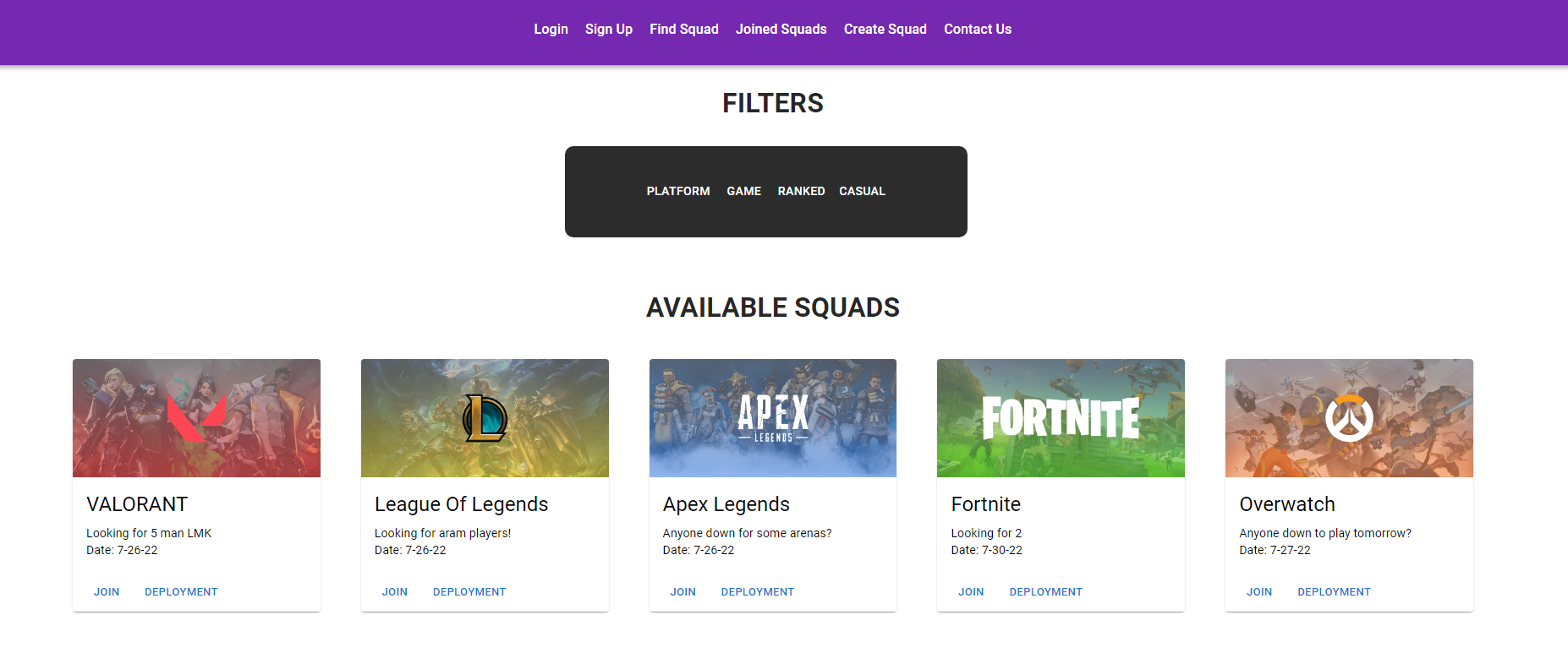 GitHub - modjeska/Squad-Searcher: Platform for players to find their squad.