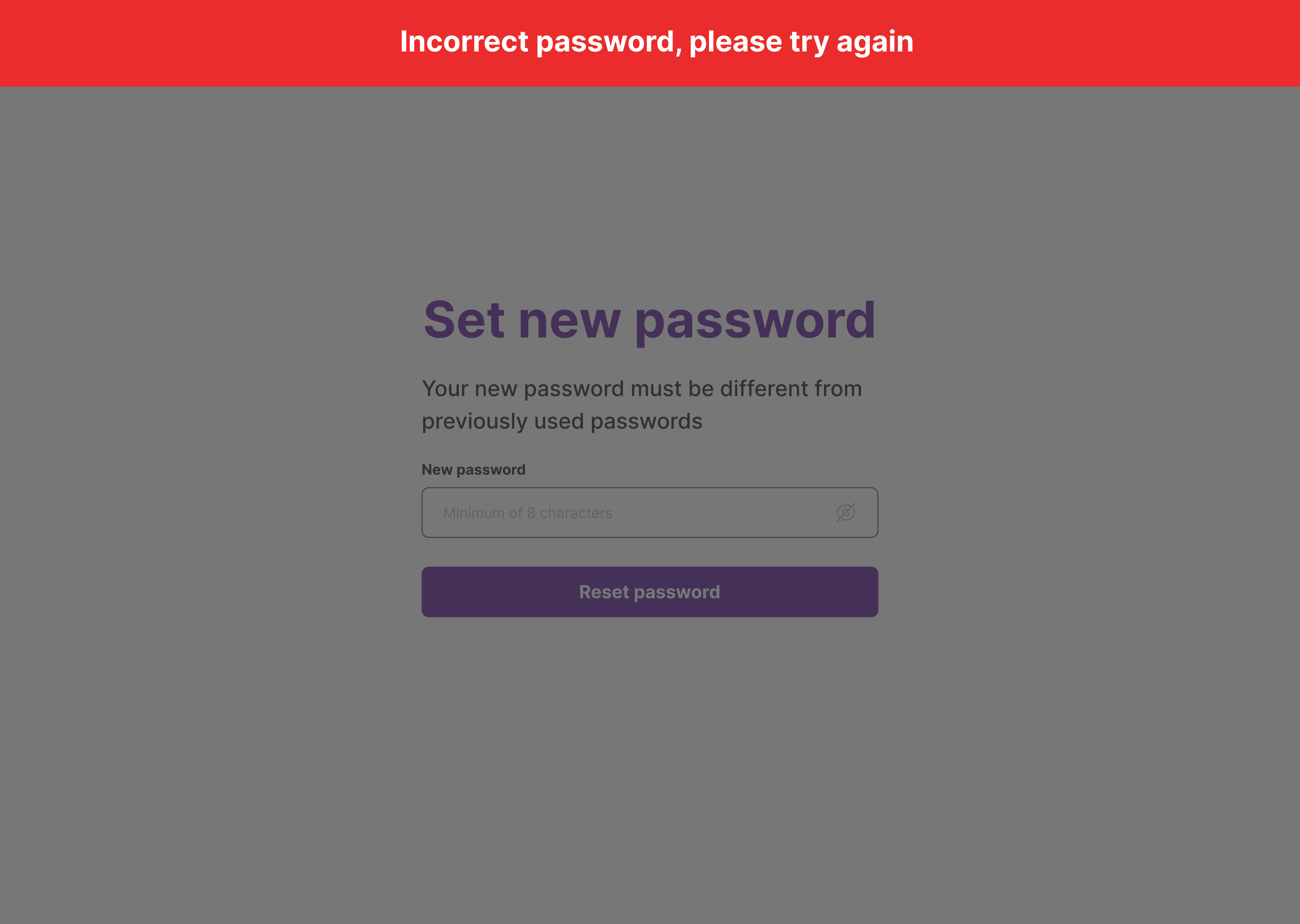 Design - Reset password pages with successful, error and notification ...