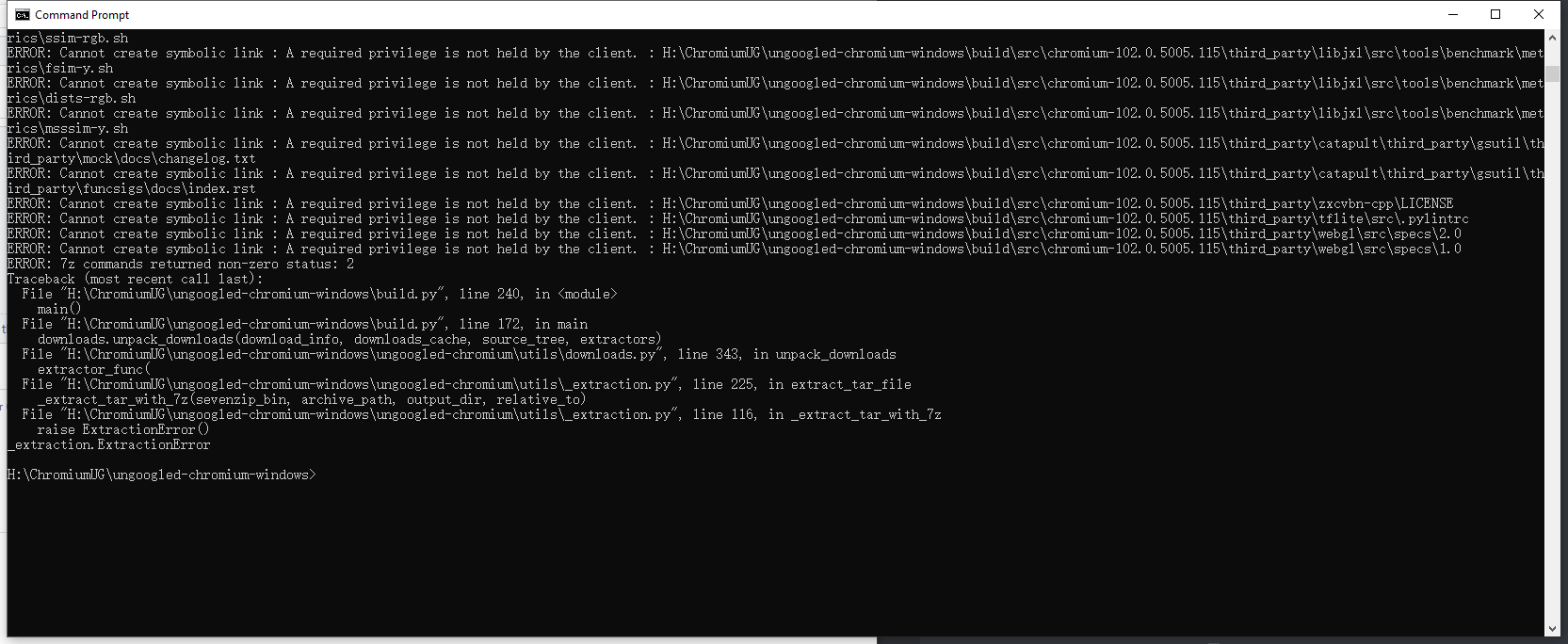 Py build.py issue [ExtractionError] · Issue #148 · ungoogled-software/ungoogled-chromium-windows ...